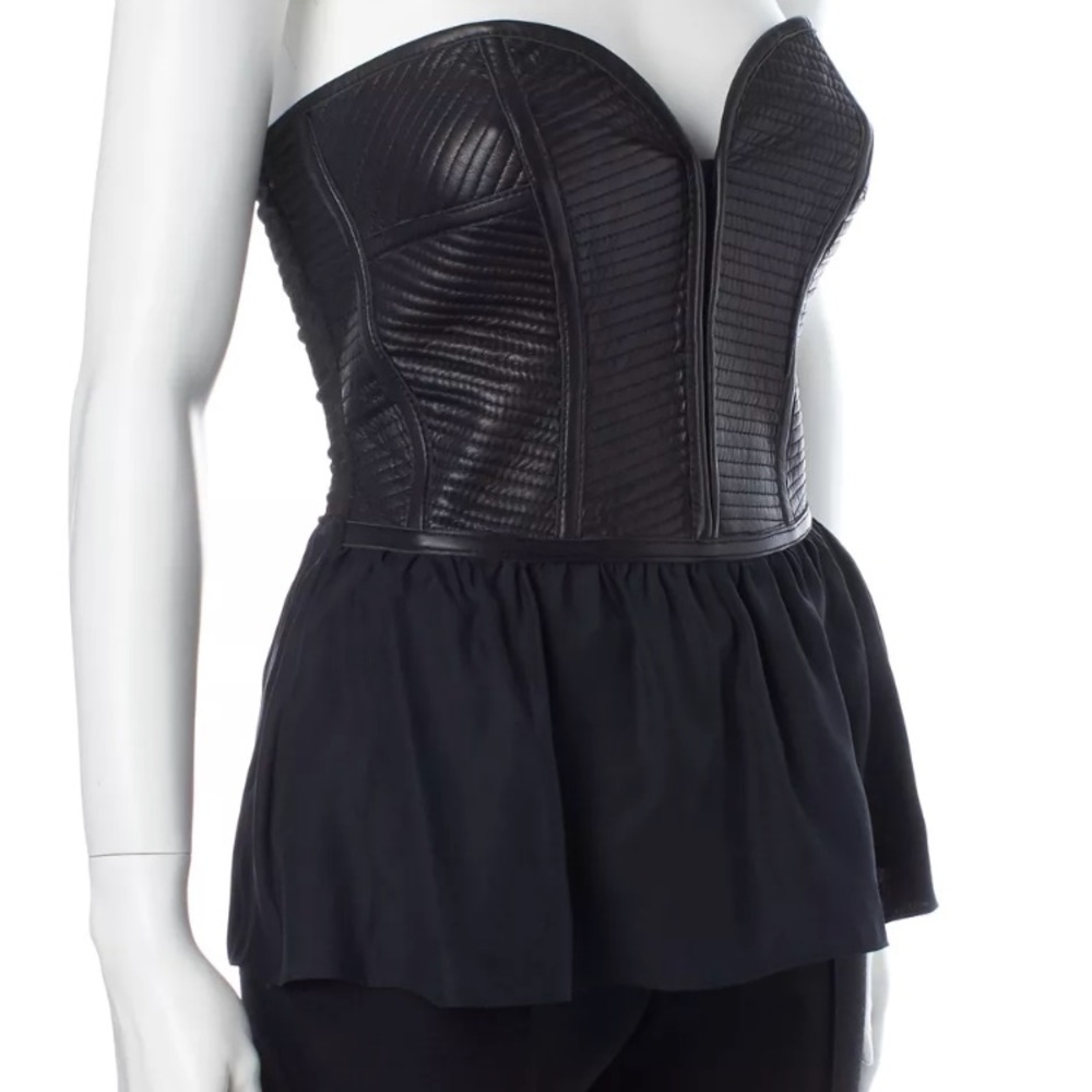 Sweetheart Leather & Silk Bustier + Peplum Parker - Gem